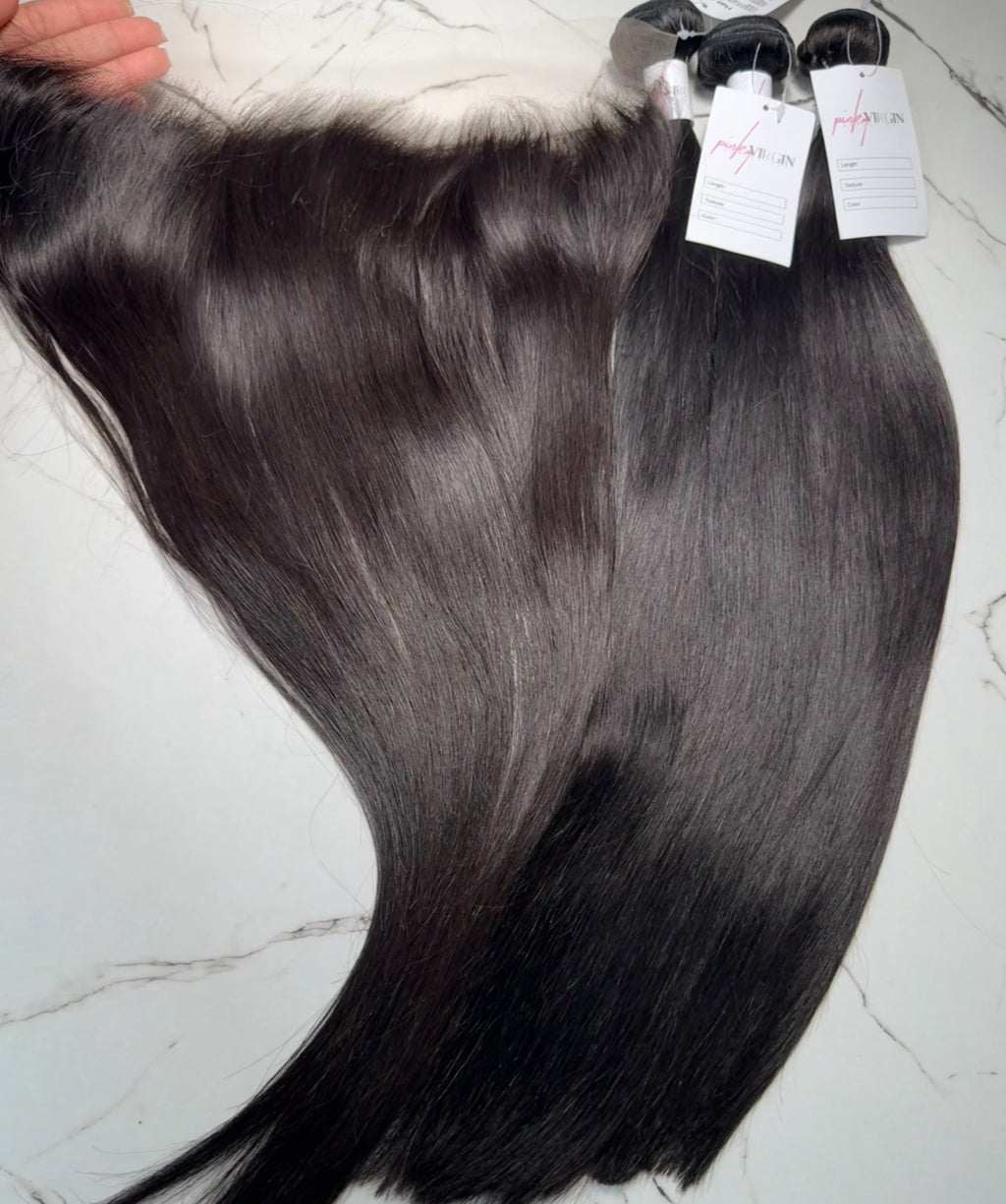 Lux Mink Straight 3 Bundle Deal + HD 13X4 Frontal – Pinky Virgin Extensions LLC